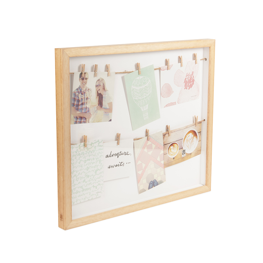 Купить Панно с зажимами для 12 фотографий Clothesline натуральное дерево Umbra арт 310080 390